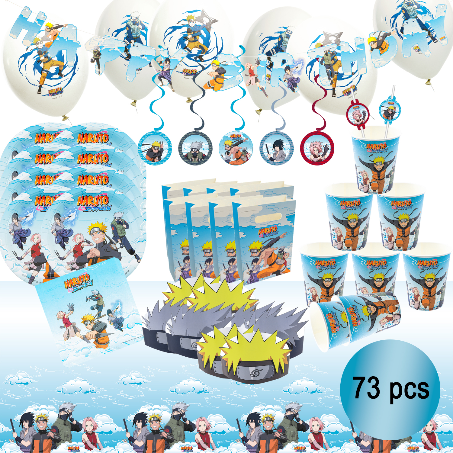 XXL Naruto Shippuden Party-Set Kindergeburtstag 73-tlg. Party-Deko