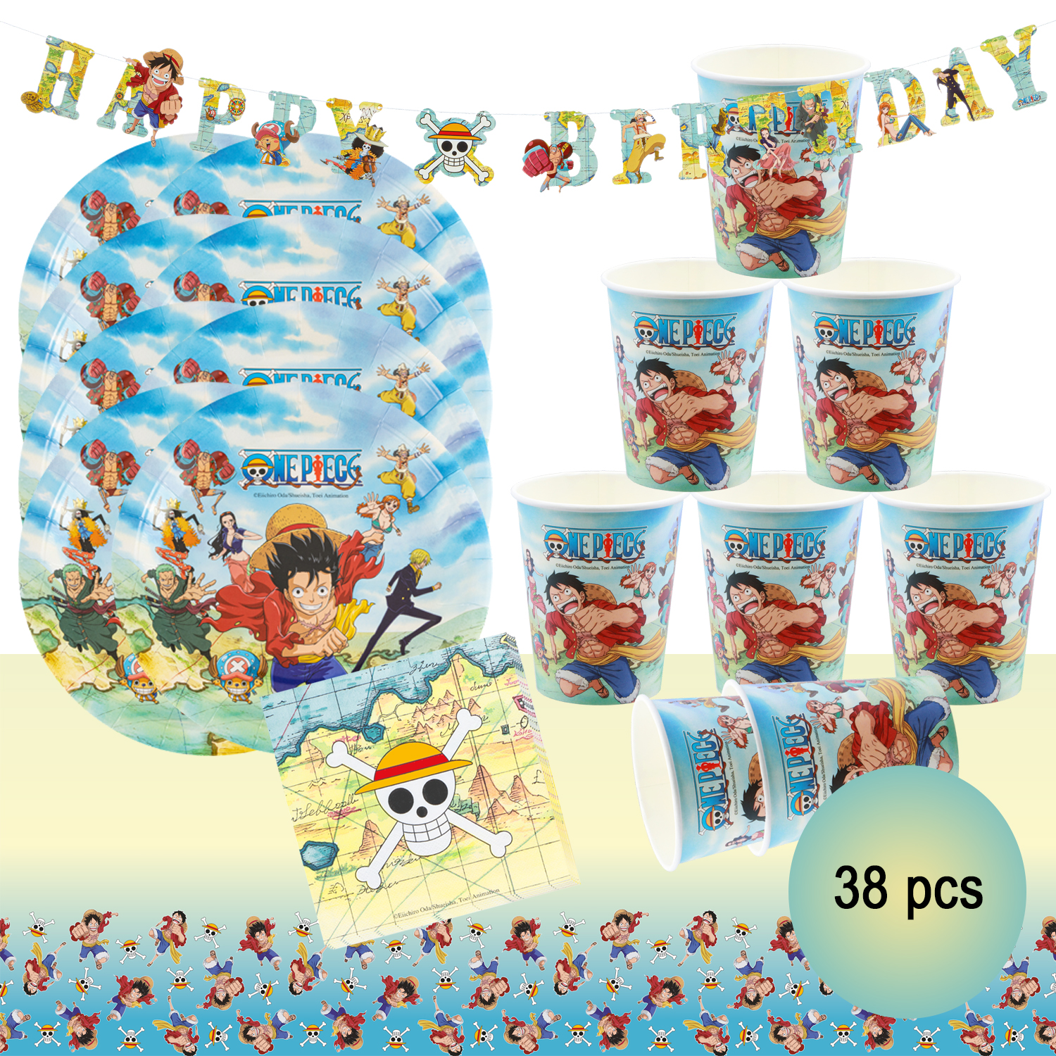 One Piece Party-Set Kindergeburtstag 38-tlg. Party-Deko