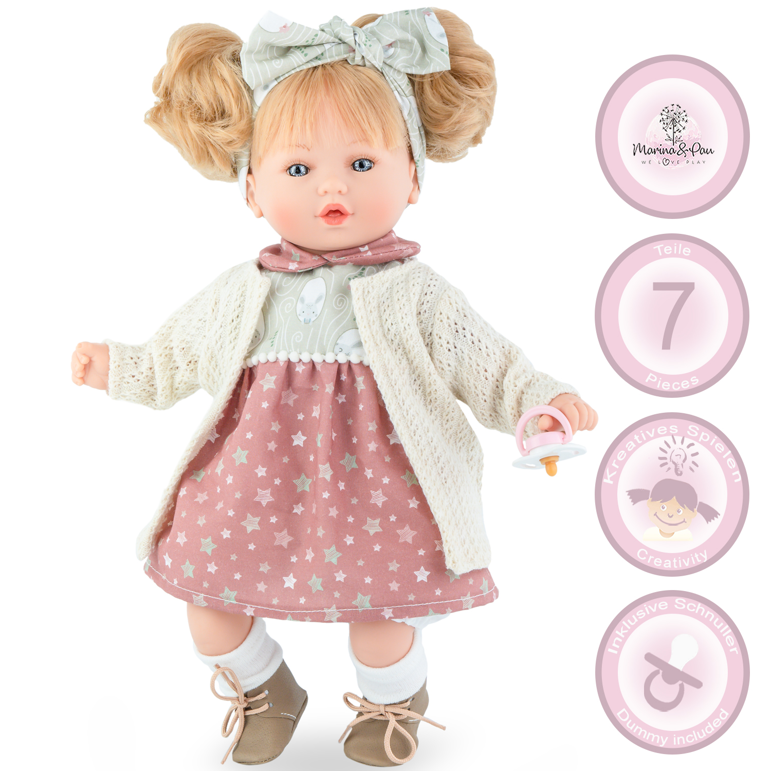Puppe Leonie 40 cm mit langen Haaren & Weichkörper für Kinder