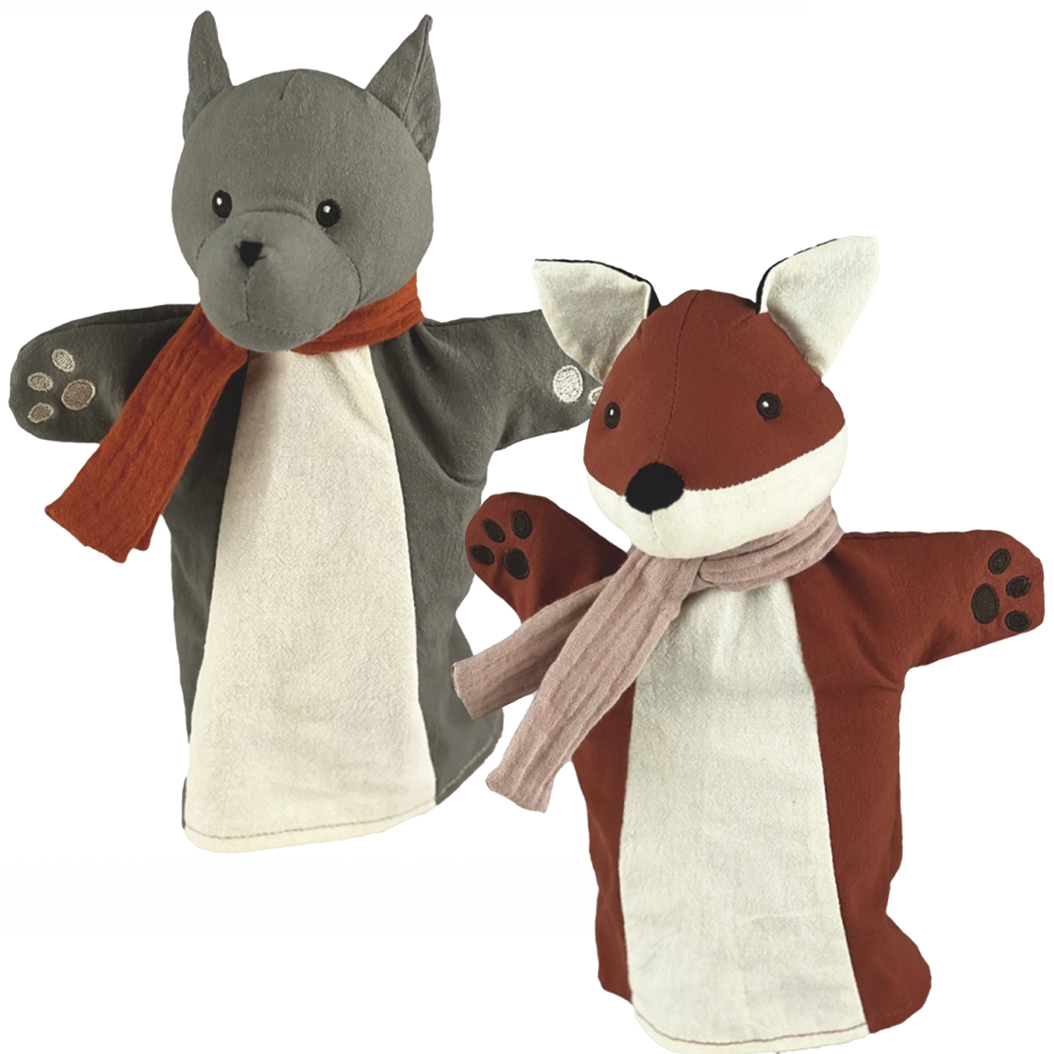 Hochwertiges Handpuppen-Set Wolf & Fuchs für Puppen- und Kasperletheater