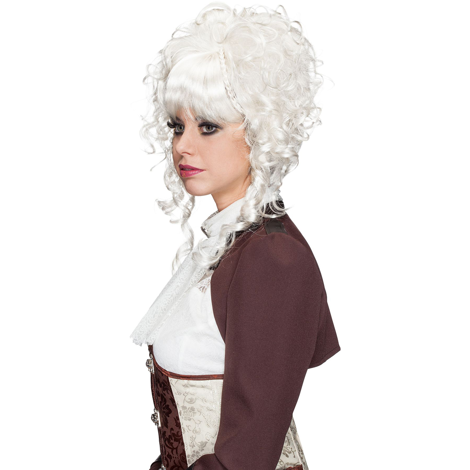 Perücke Barock Hofdame Lina Weiß gelockt für Damen