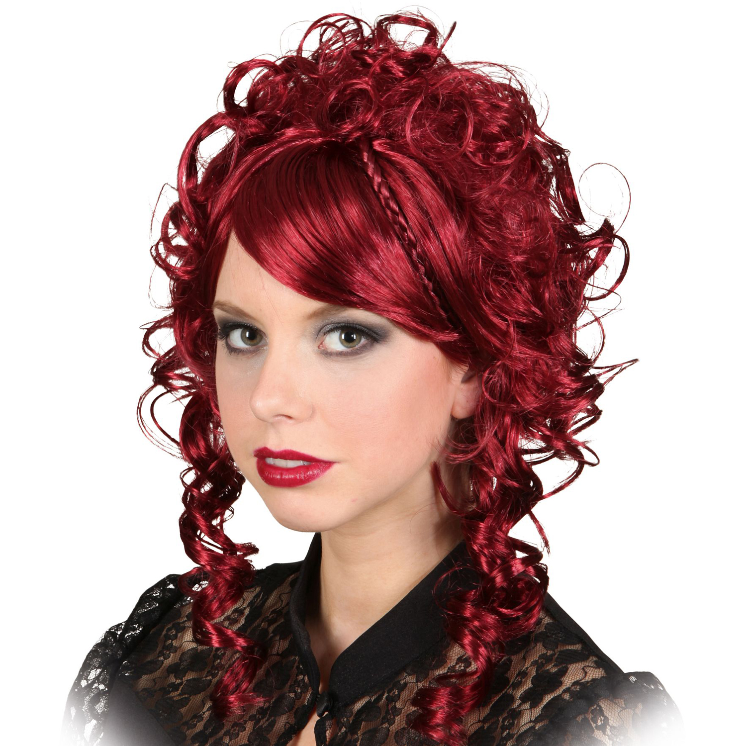 Perücke Barock Hofdame Lina dunkelrot gelockt für Damen
